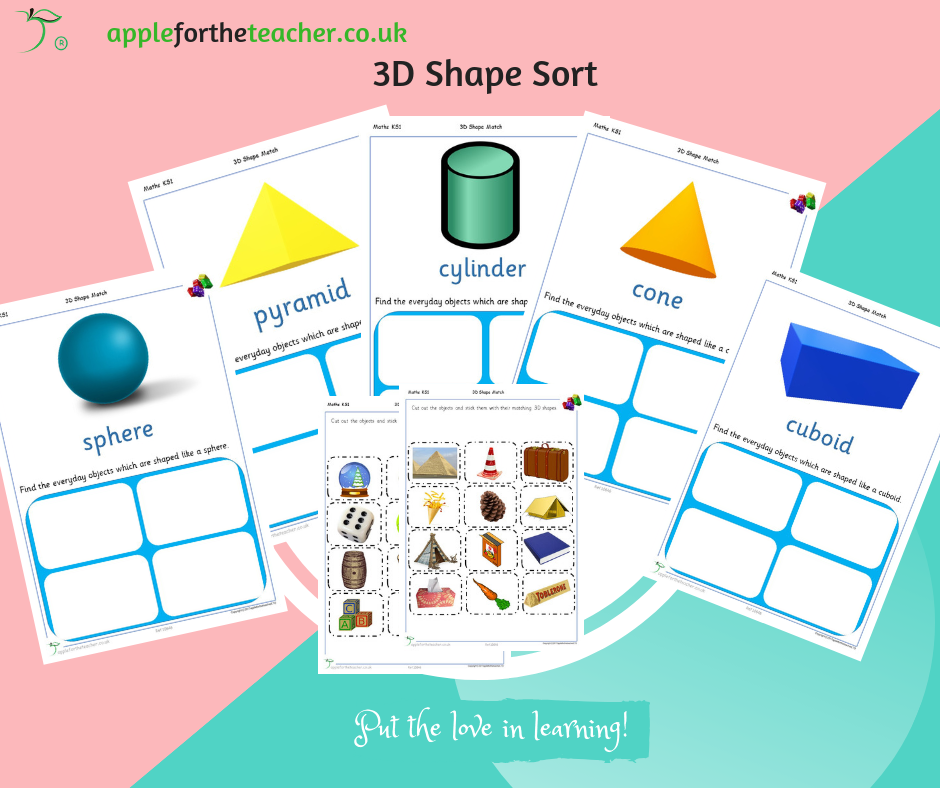 3D Shapes Sorting | Apple for the Teacher