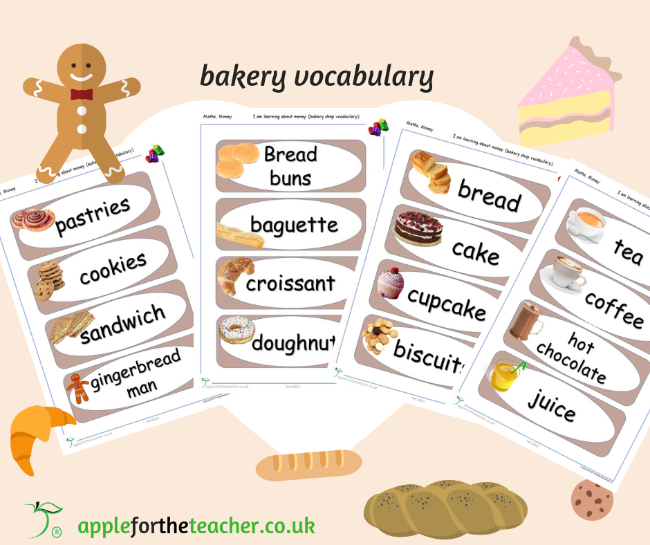 Bakery Vocabulary Display Words Role Play | Apple for the Teacher