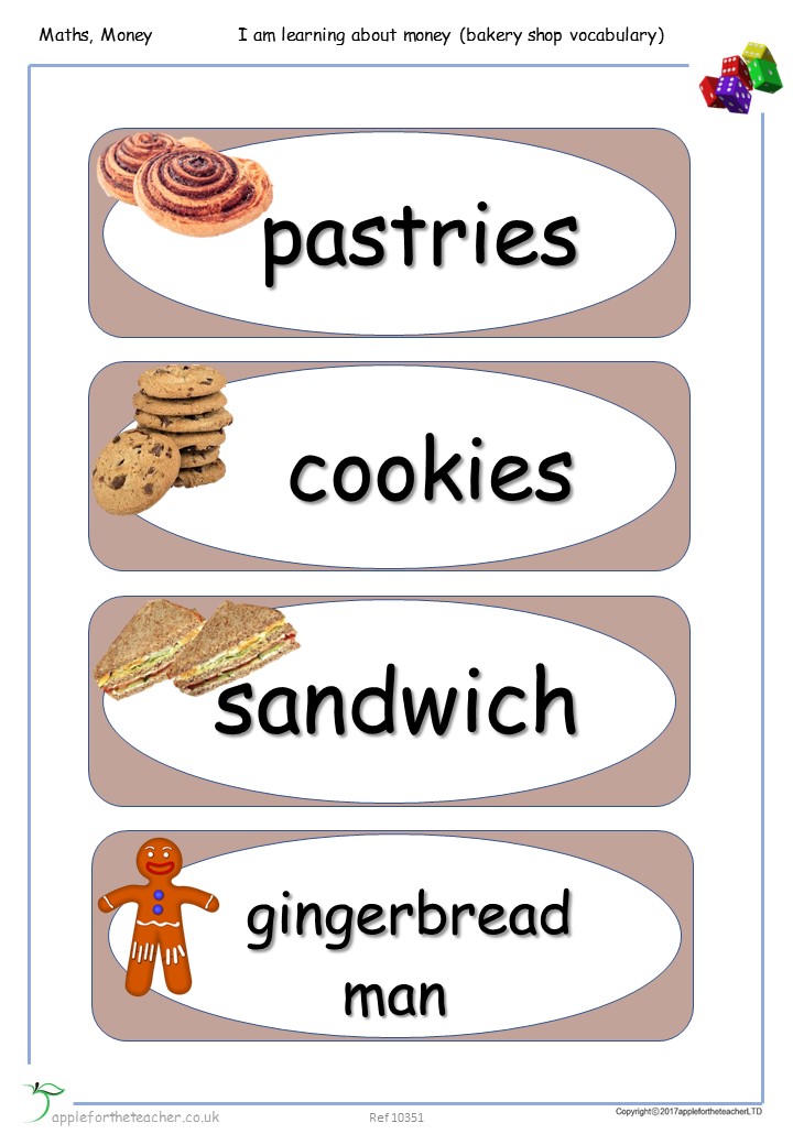Bakery Vocabulary Display Words Role Play | Apple for the Teacher