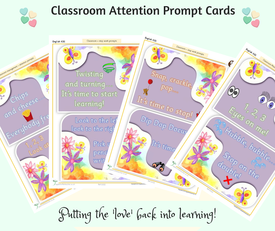 Classroom Management Attention Prompt Cards | Apple for the Teacher
